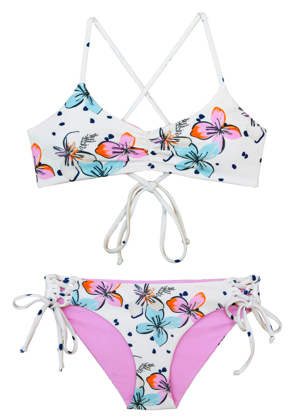 Chance Loves Reversible Pink Floral Bikini | Trendy Girls 10 through 18