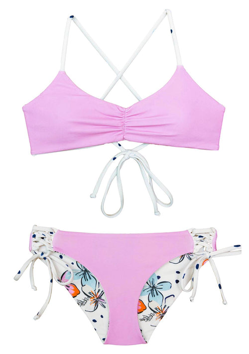 Chance Loves Reversible Pink Floral Bikini | Trendy Girls 10 through 18