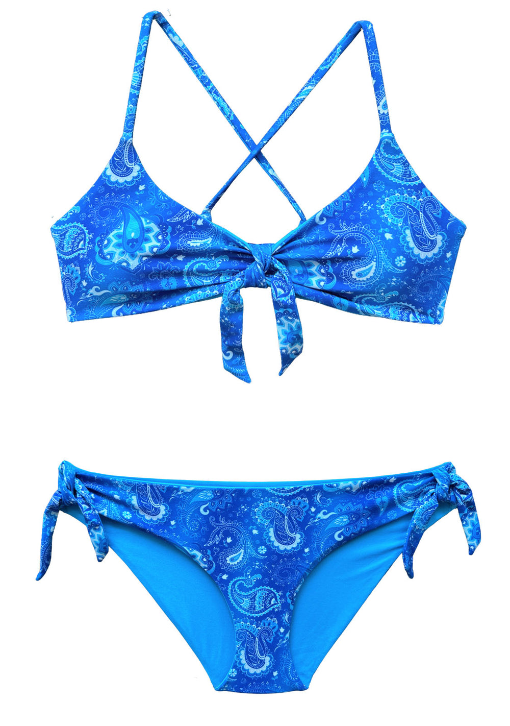 Chance Loves | Paisley Blue | Reversible 2-piece | Girls Bathing Suit