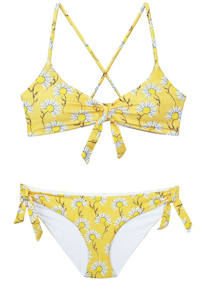Chance Loves Reversible Yellow DAISY Swim 2-piece Padded | Girls 7-16