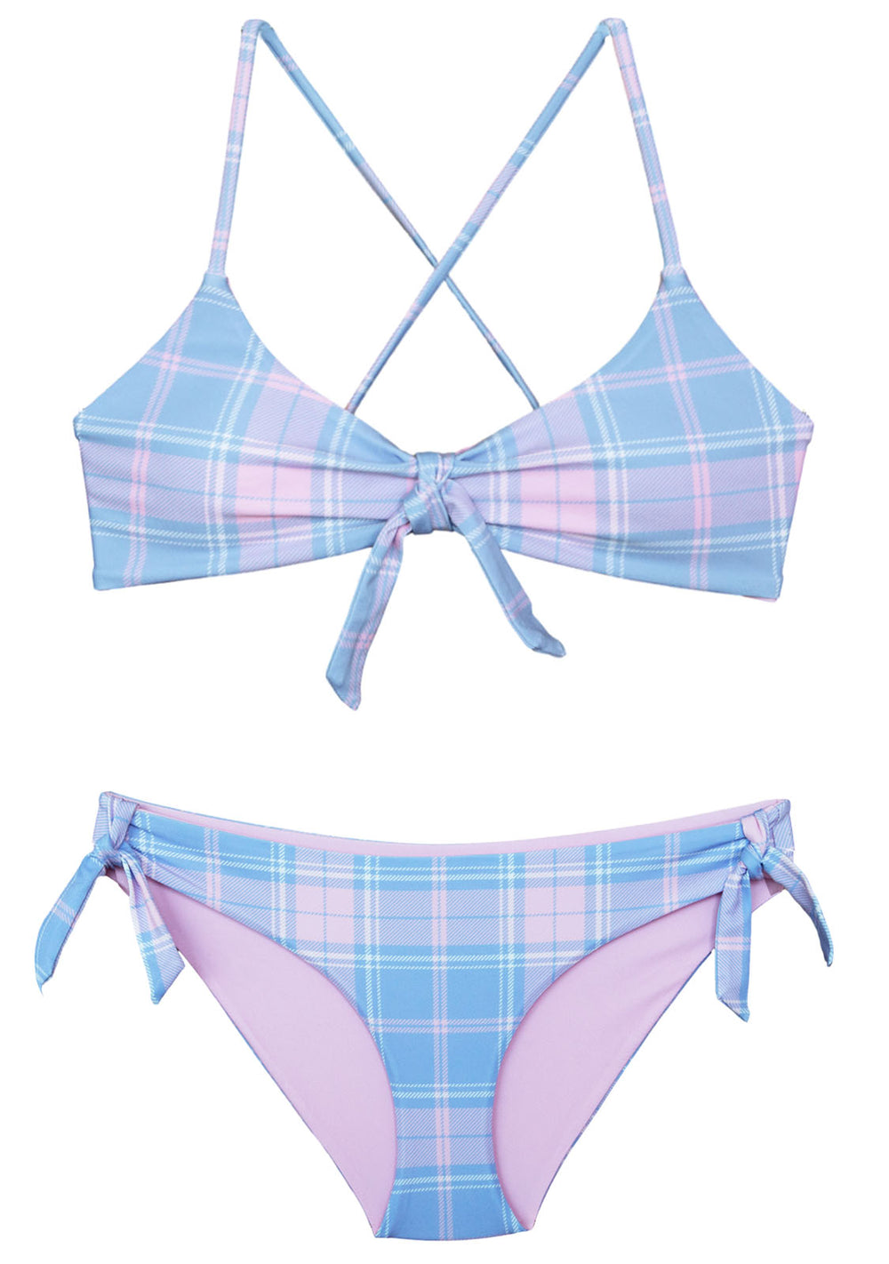 Chance Loves | Plaid Bikini | Two-Piece Swim | Unique Pink Blue Pastel