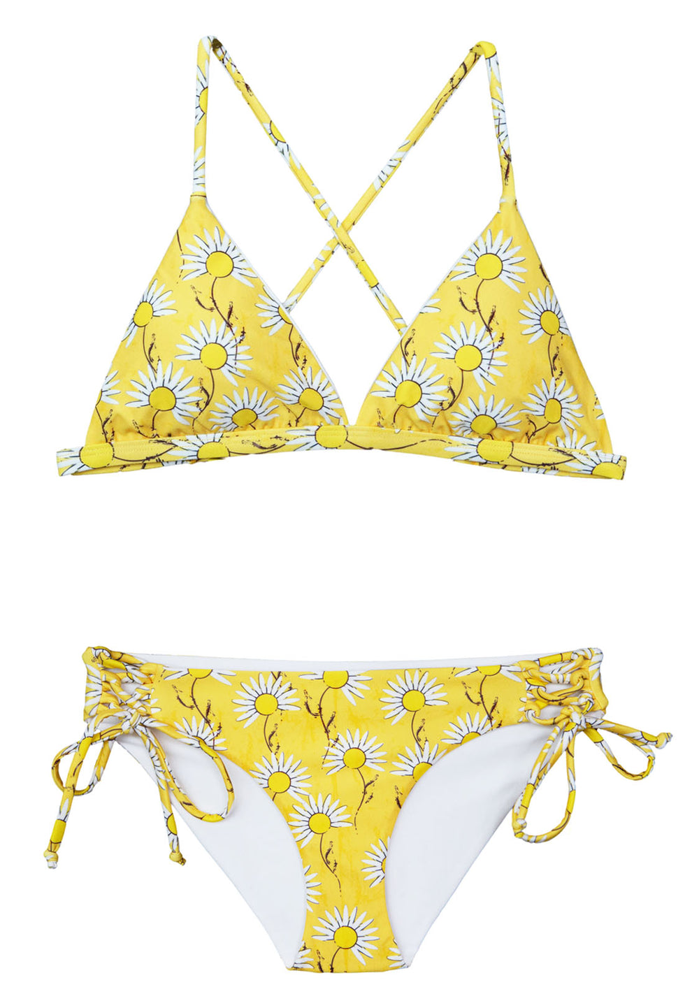 Chance Loves | Two-Piece Girls Swimsuit | Daisy Yellow white | Padded