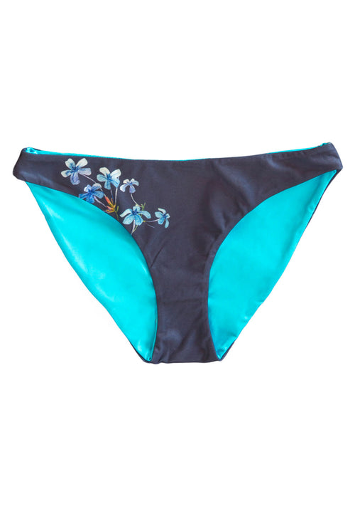 FLORAL REVERSIBLE Black & TEAL FULL ACTIVE SWIM BOTTOMS by Chance Loves