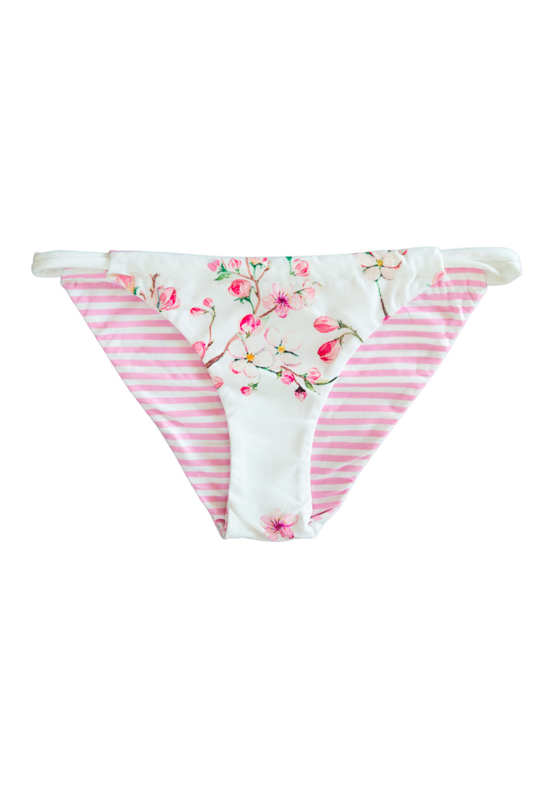 Chanceloves Floral Reversible Pink-white-stripe Brazilian SWIM-Bottoms ...