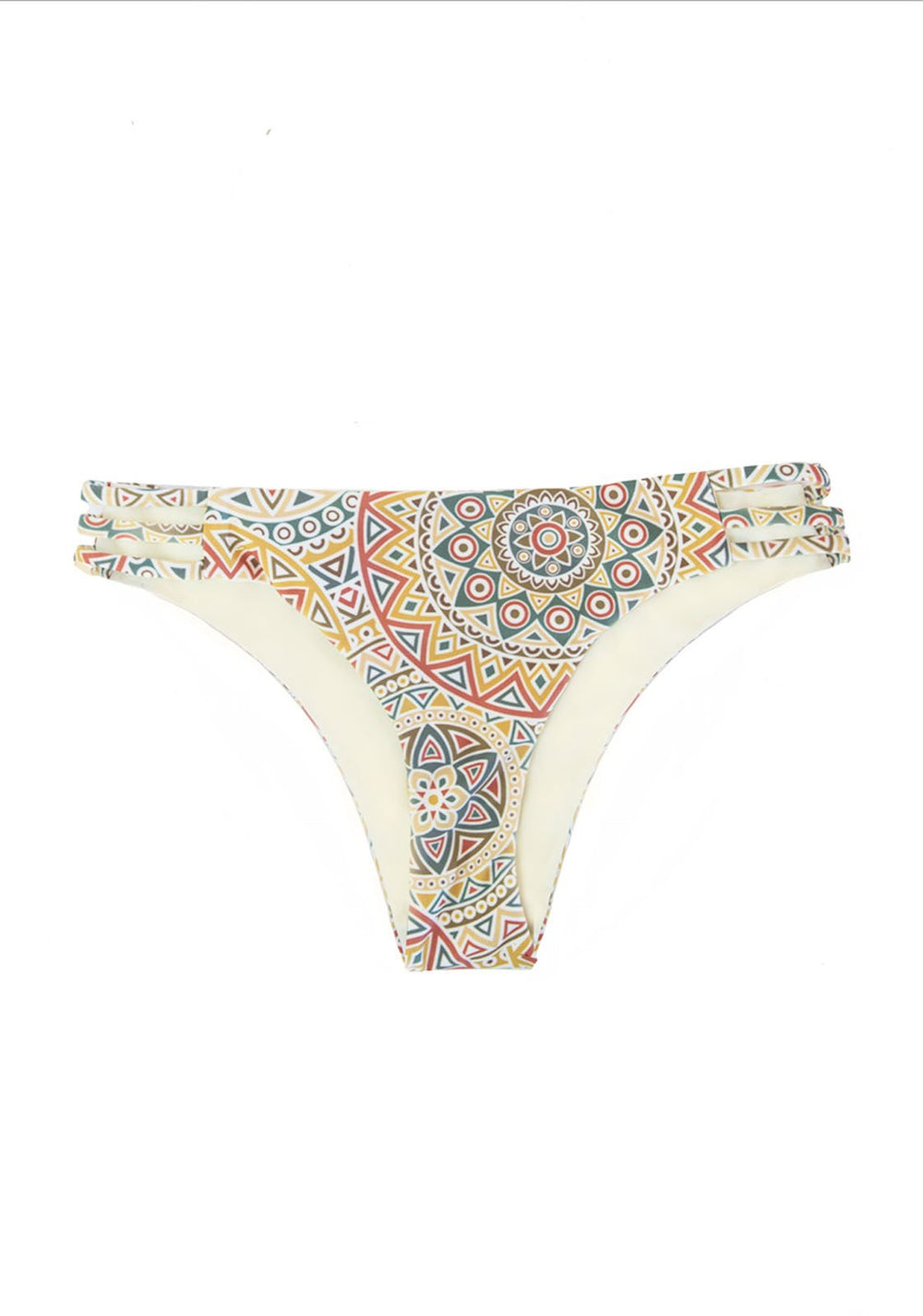 Reversible | CHEEKY BIKINI BOTTOMS | Ruched | Pastel Yellow | Mandala