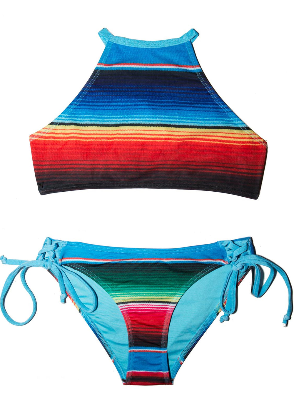 2- PIECE Striped Swimsuit | Multi Color | GIRLS Swimsuit | Red Blue